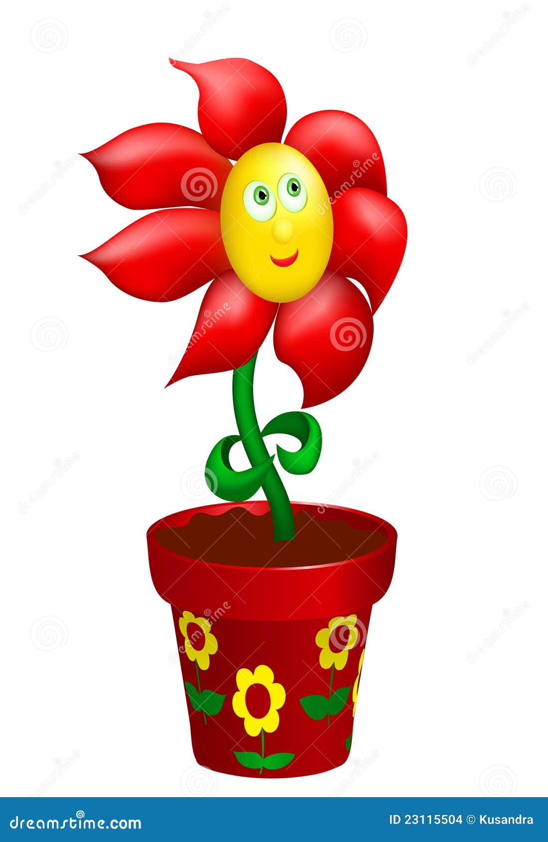 Happy Flower in Decorated Pot Stock Vector - Illustration of flower ...