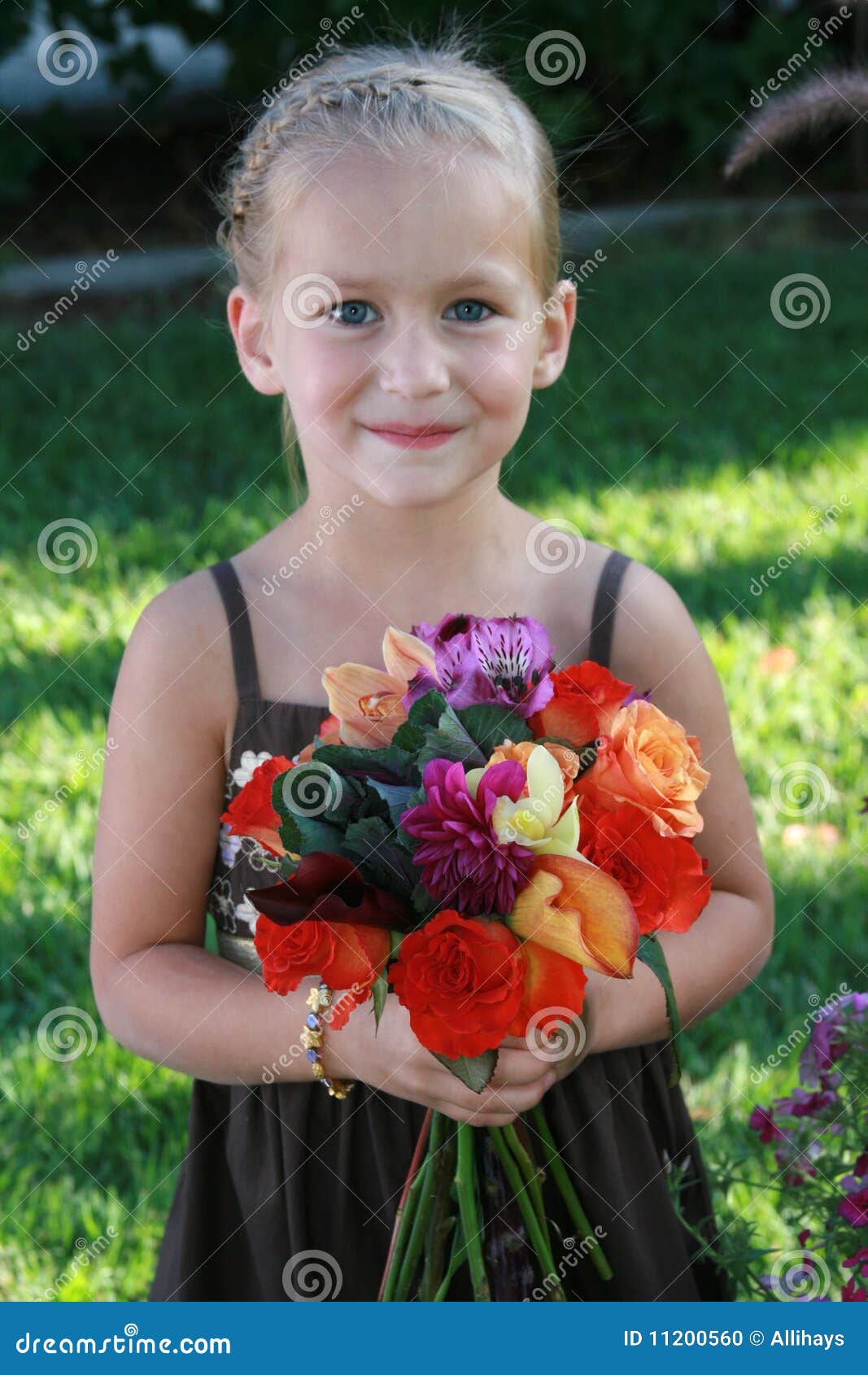 Happy Flower Girl stock photo. Image of portrait, face - 11200560