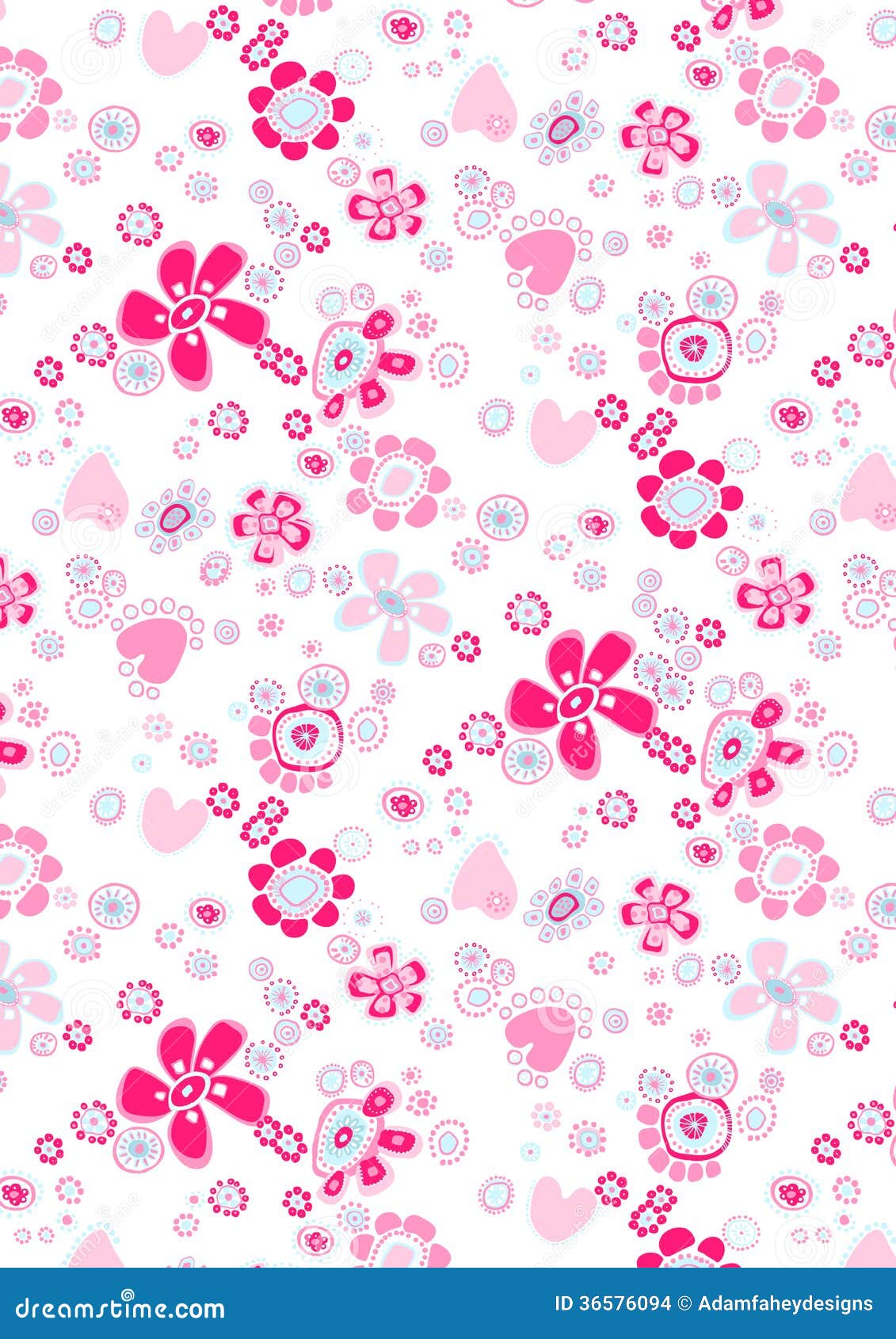 Happy Flower Repeat Pattern. Stock Vector - Illustration of ladies ...