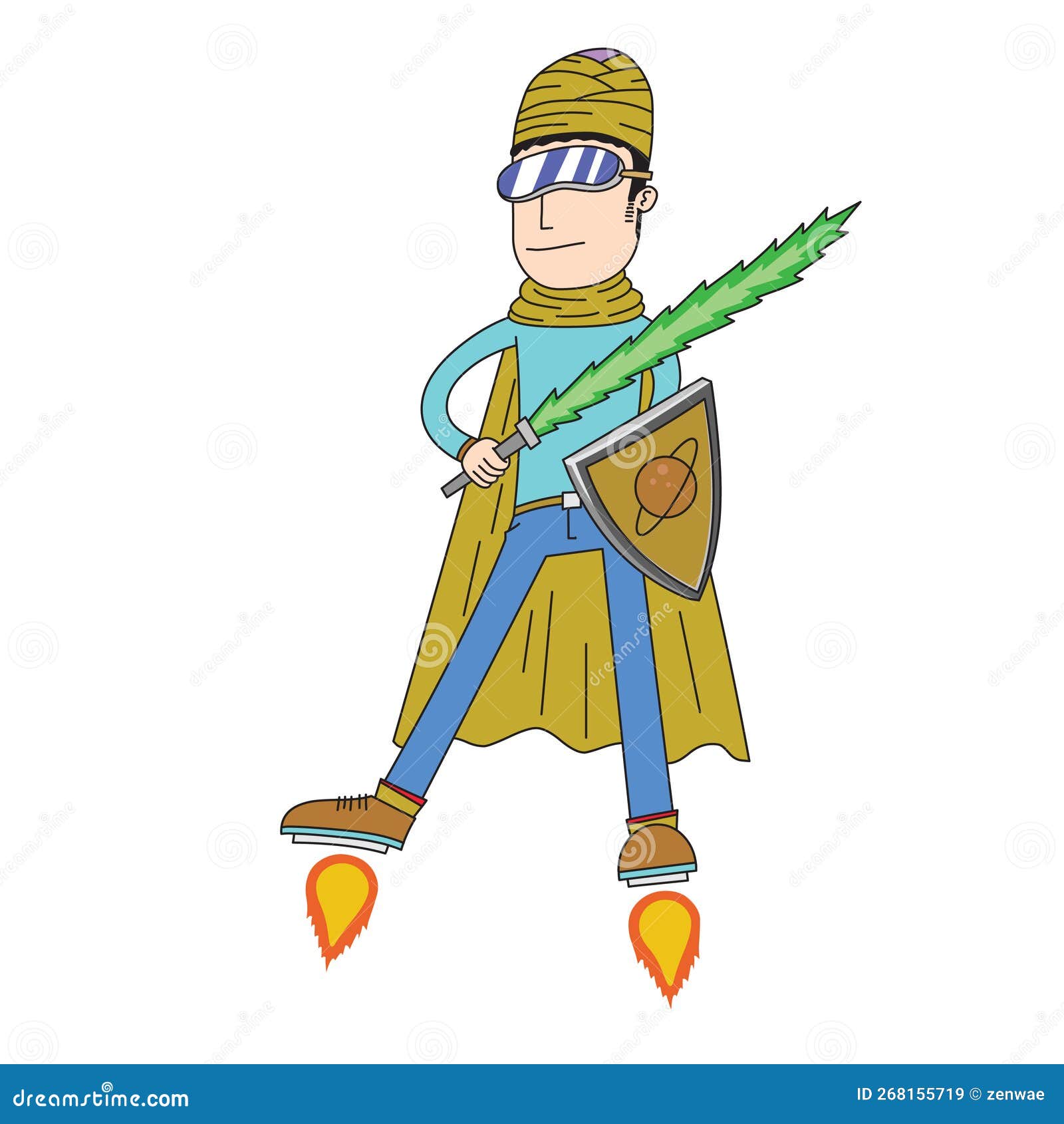 Happy Flying Astro Future Warrior Cartoon Vector | CartoonDealer.com ...