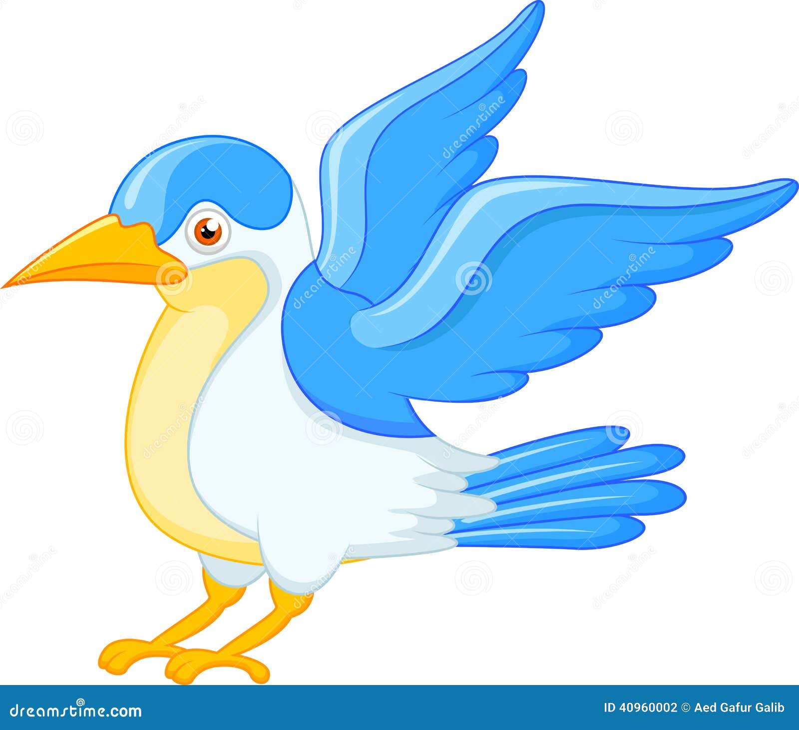 Happy flying bird cartoon stock vector. Image of character - 40960002
