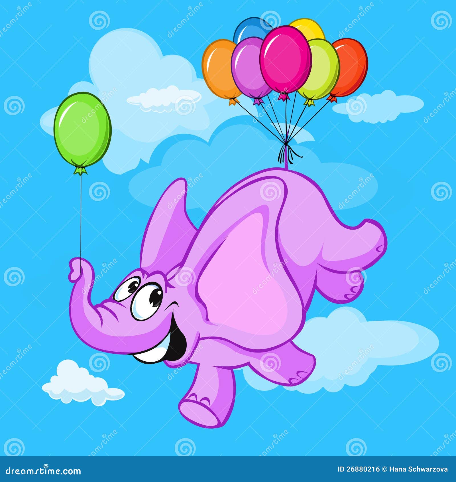 Happy flying elephant stock vector. Illustration of cool - 26880216