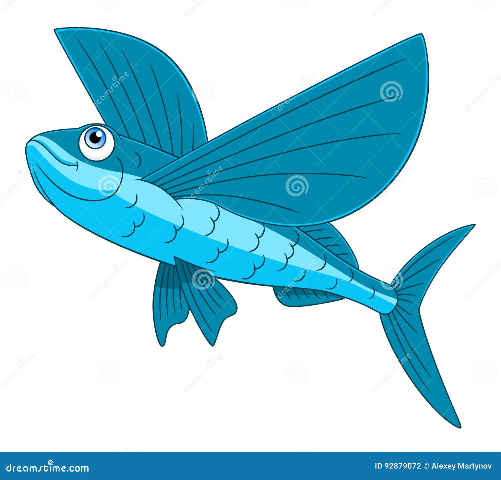 Happy flying fish stock vector. Illustration of fish - 92879072