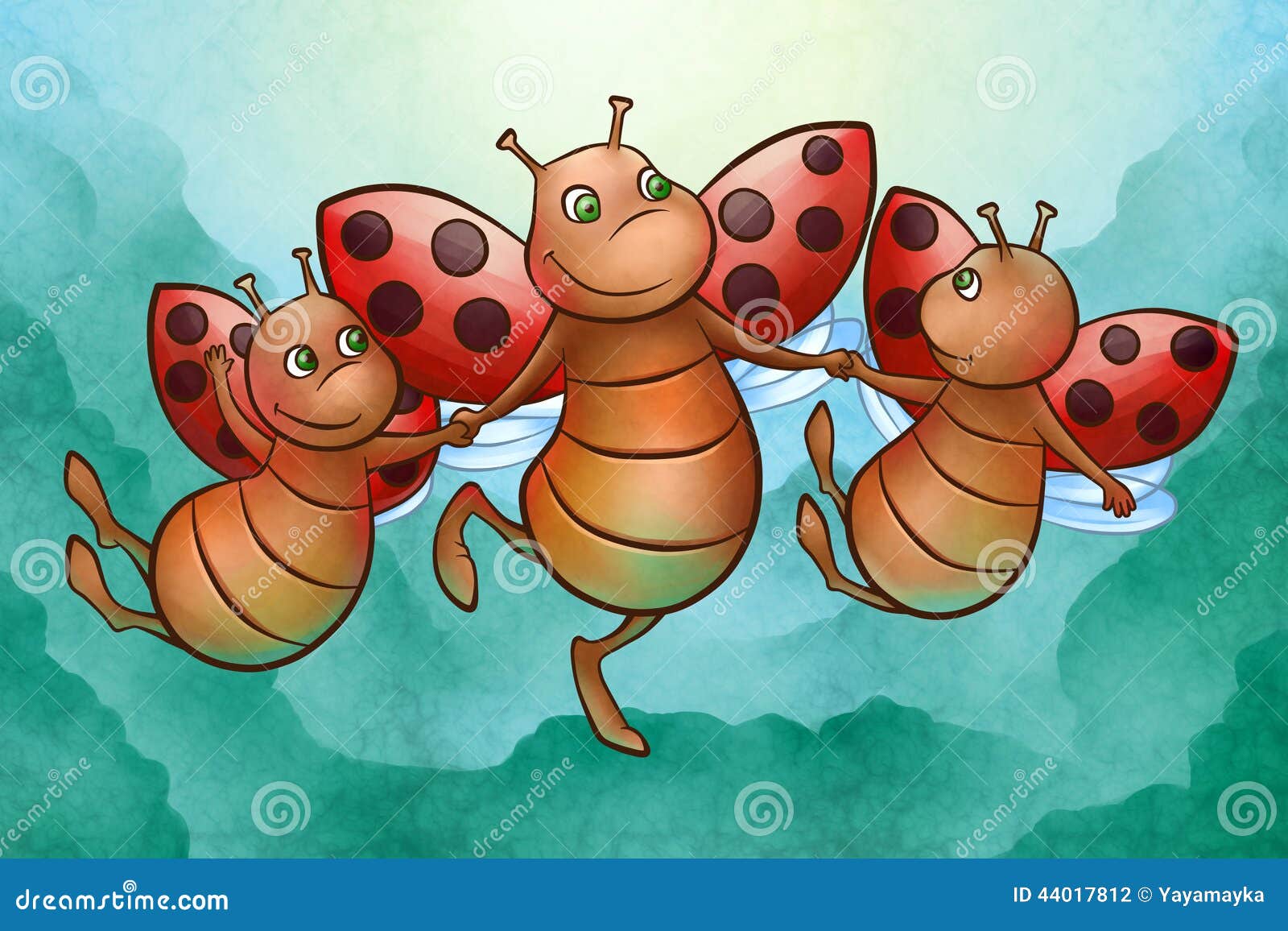 Happy flying ladybug stock illustration. Illustration of life - 44017812