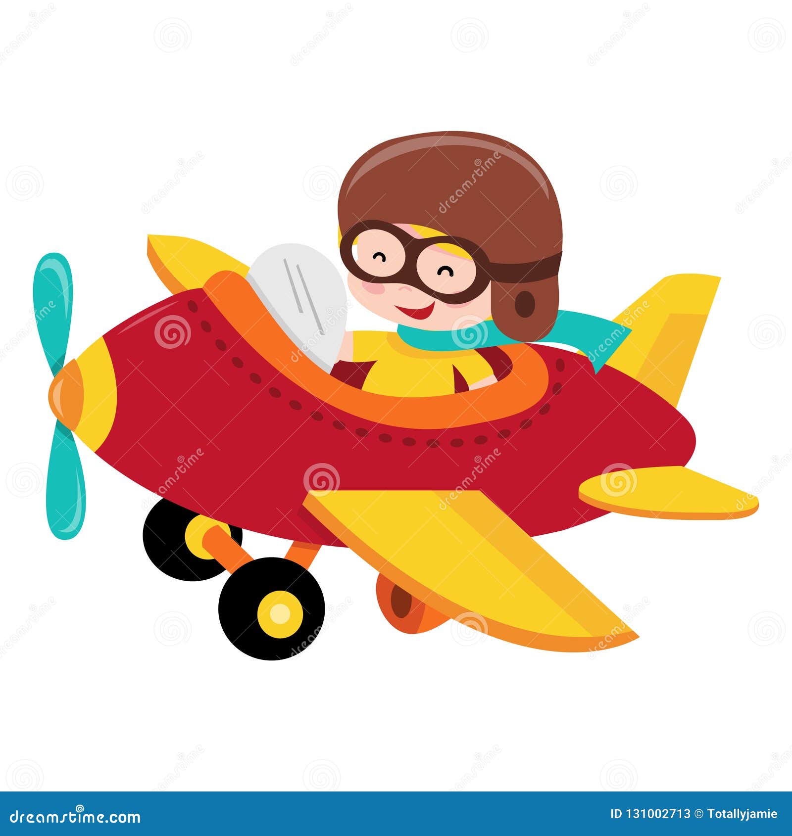 Happy Flying Pilot Kid stock illustration. Illustration of adventure ...