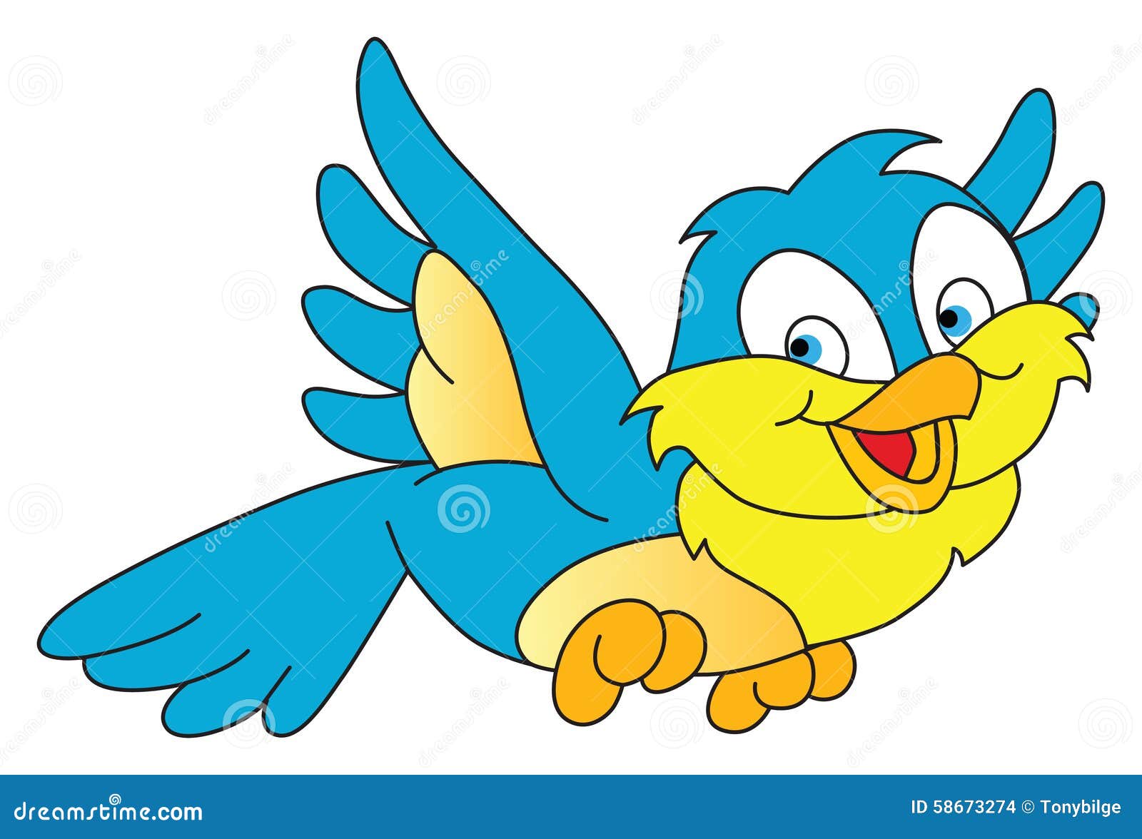 Happy Flying Sparrow stock illustration. Illustration of blue - 58673274
