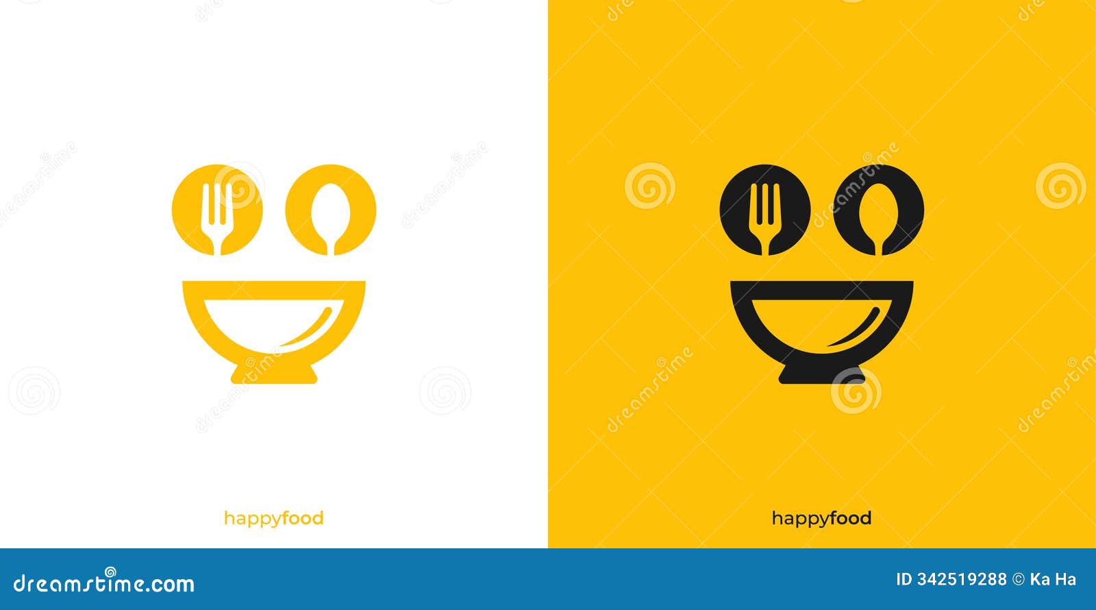 Happy Food Logo. Face Smile Food Bowl As Laughing Mouth Stock Vector ...