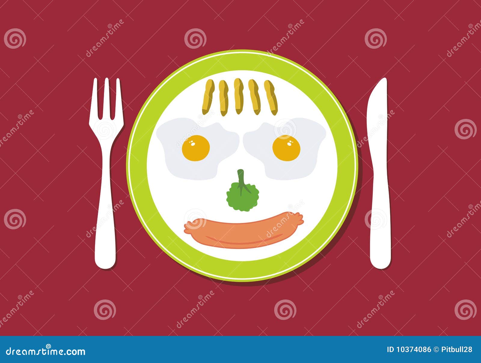 Happy food plate stock illustration. Illustration of face - 10374086