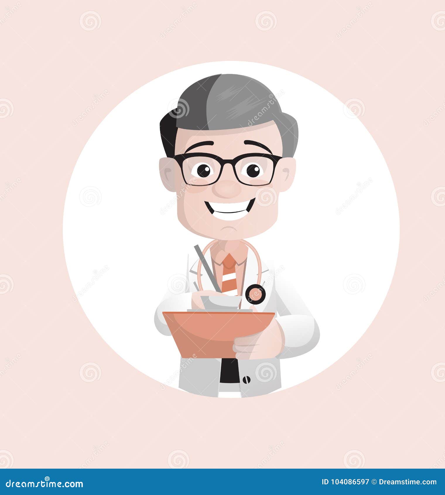 Happy Forensic Pathologist Writing in Notepad Vector Stock Vector ...