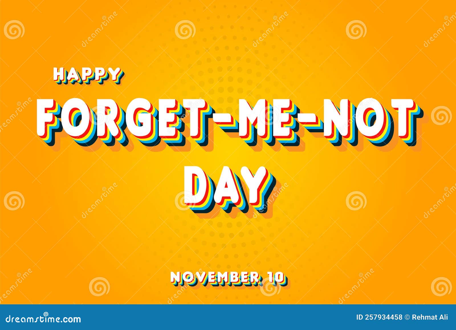 Happy Forget-Me-Not Day, November 10. Calendar of November Retro Text ...
