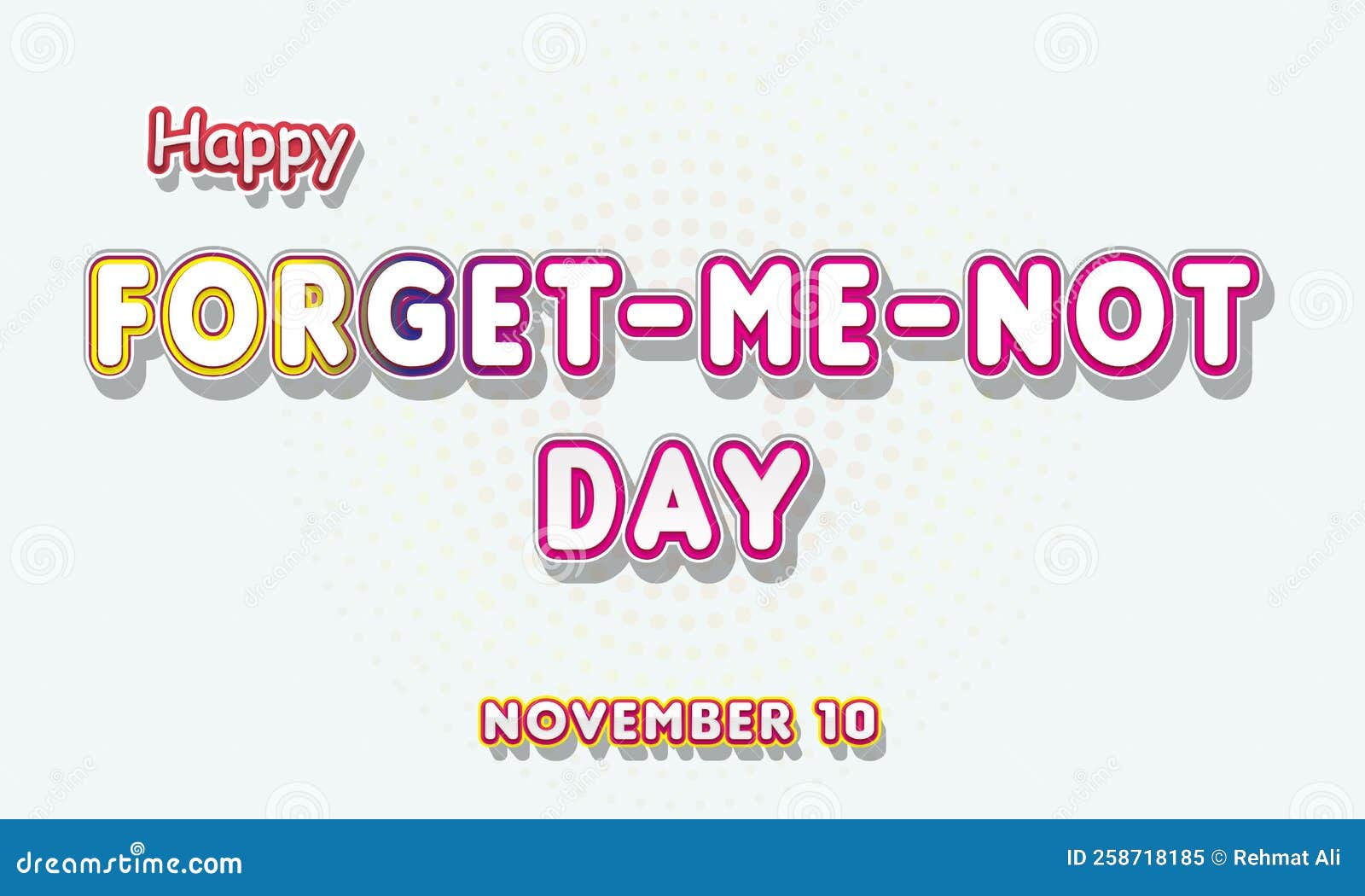 Happy Forget-Me-Not Day, November 10. Calendar of November Retro Text ...