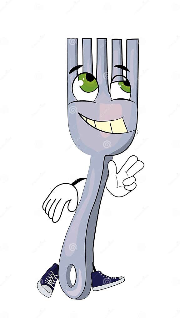 Happy fork cartoon stock illustration. Illustration of cheerful - 48730191