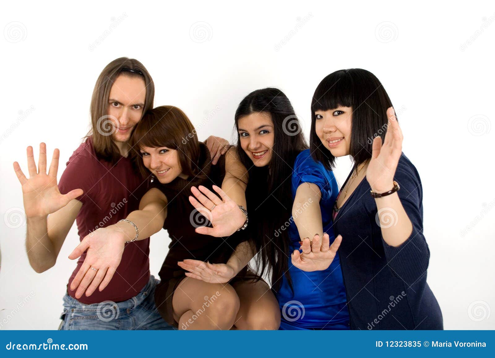 Happy four friends stock image. Image of caucasian, male - 12323835