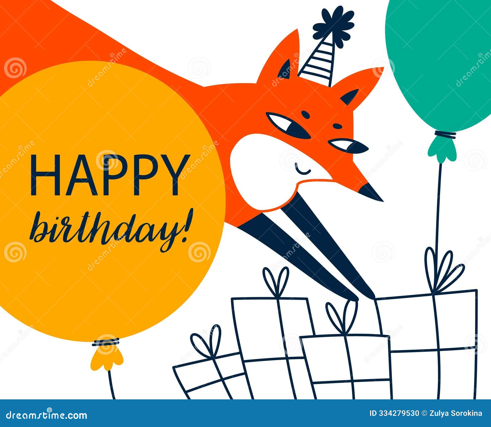 Happy Fox Jumping on Gifts. Stock Vector - Illustration of poster ...