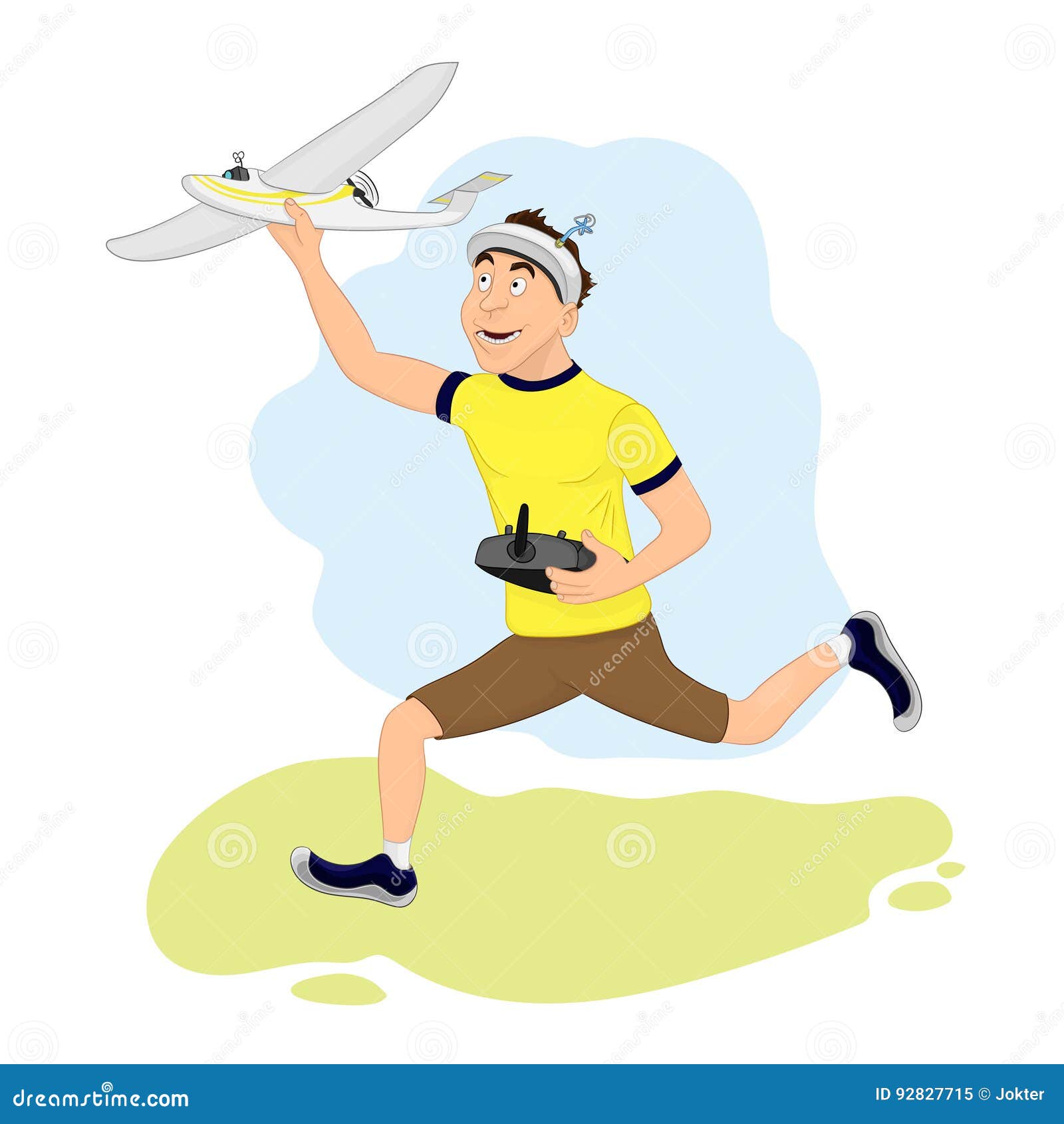 Happy FPV Pilot is Launching His Plane Stock Vector - Illustration of ...