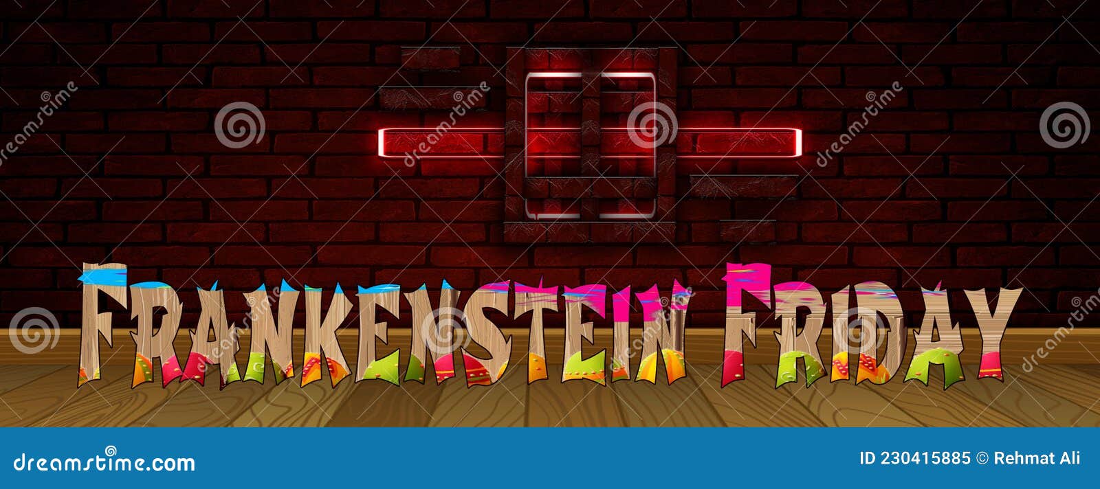 October, Frankenstein Friday, Text Effect on Bricks Background Stock ...