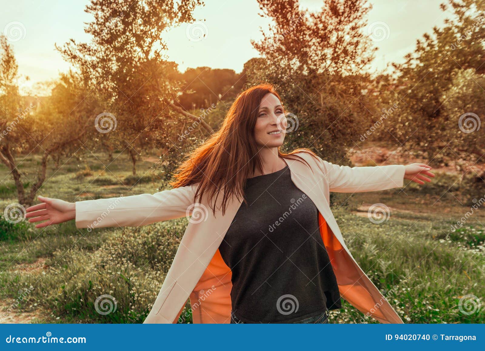 Happy free feeling female stock photo. Image of healthy - 94020740