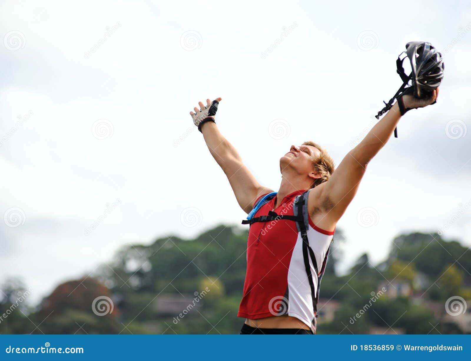 Happy Free Man is Victorious Stock Image - Image of people, countryside ...
