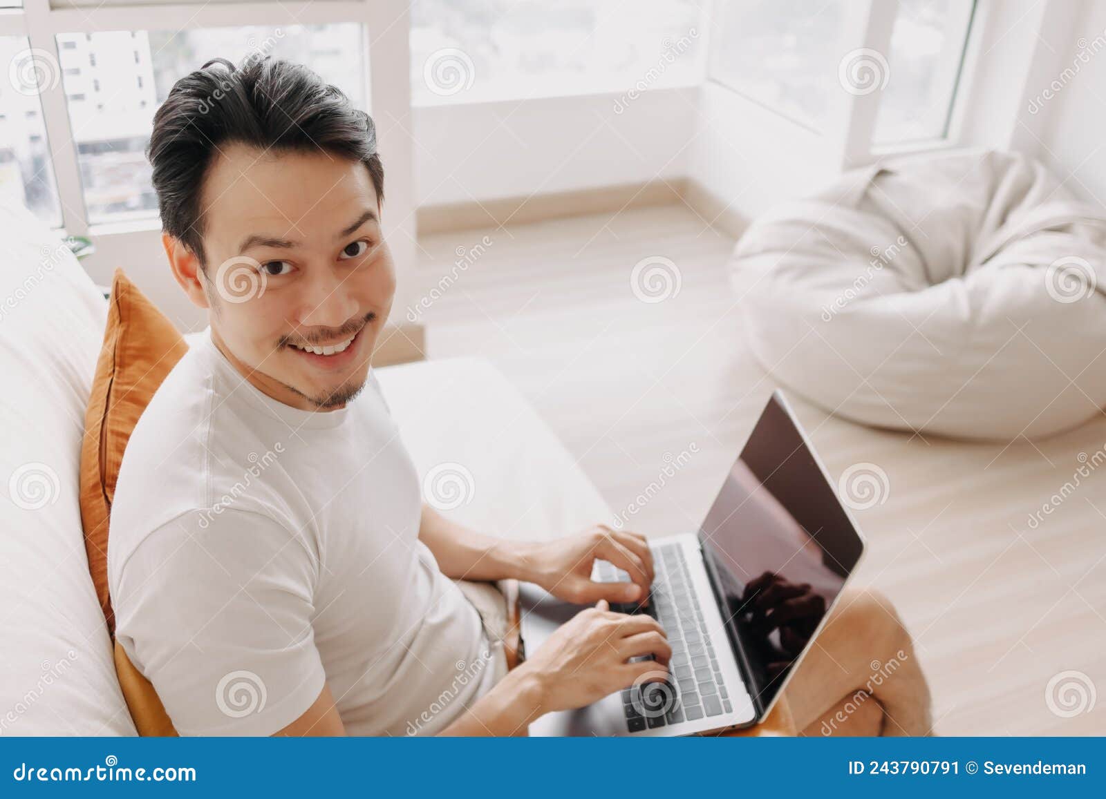 Happy Freelance Man Work without Any Problem. Stock Image - Image of ...