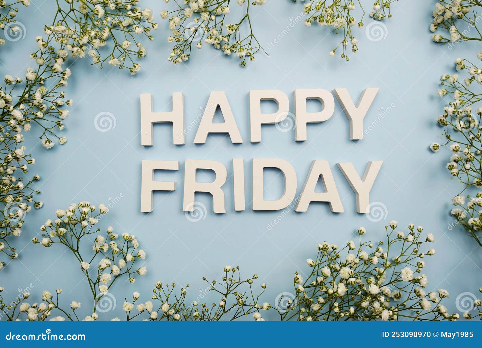 Happy Friday Alphabet Letters on Blue Background Stock Photo - Image of ...