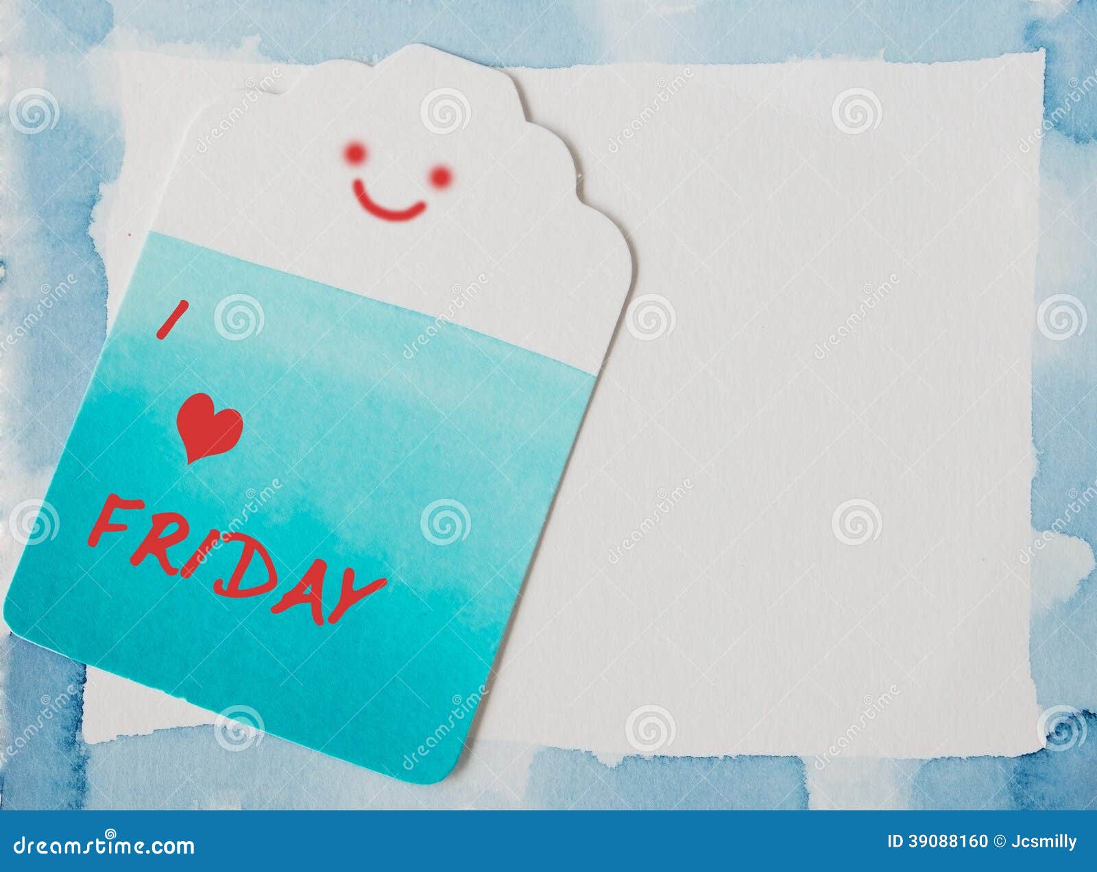 Happy Friday on Blue Watercolor Frame and Label Paper Stock Photo ...