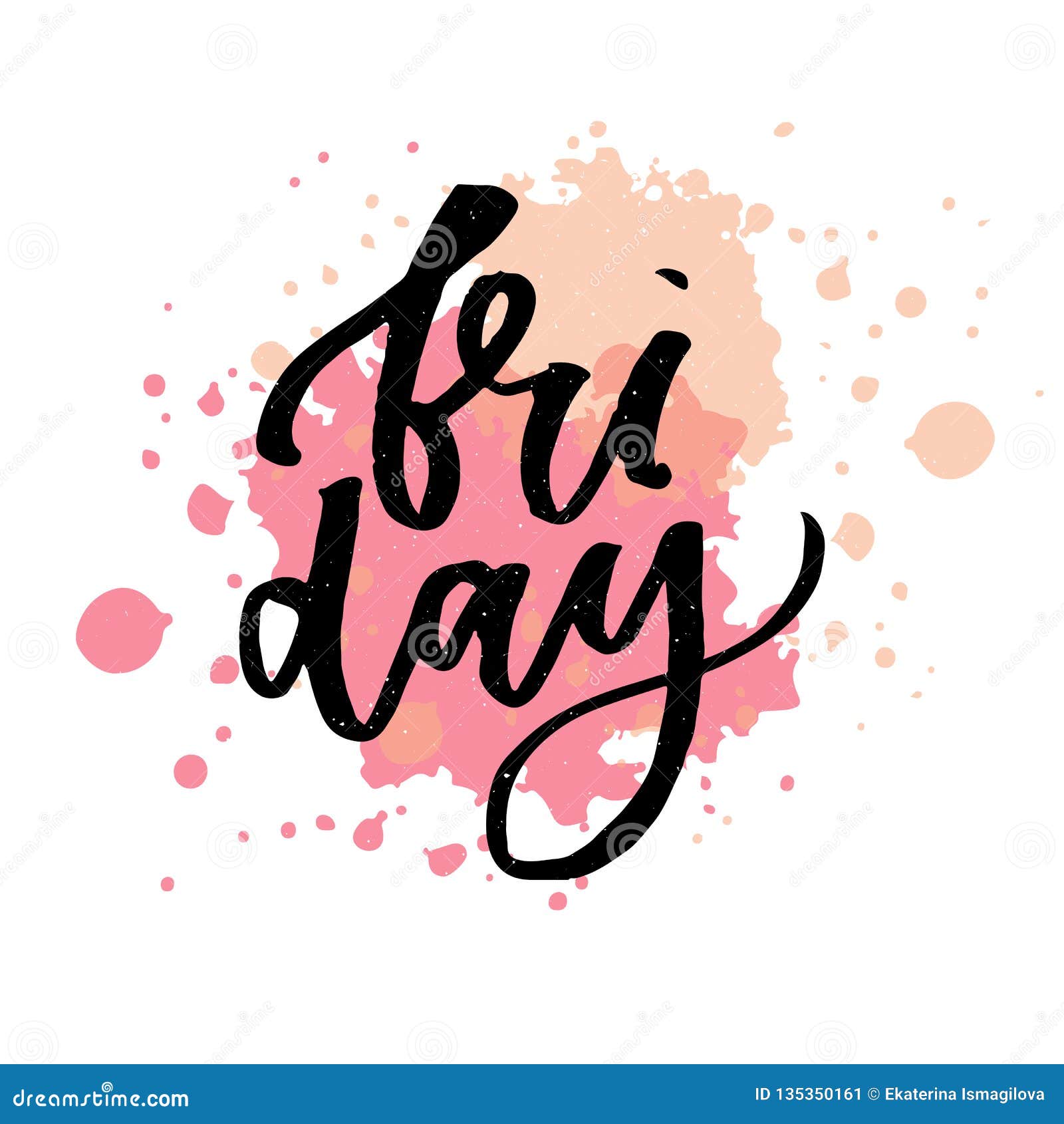 Happy Friday Hand Drawn Lettering Calligraphy Vector Stock Illustration ...
