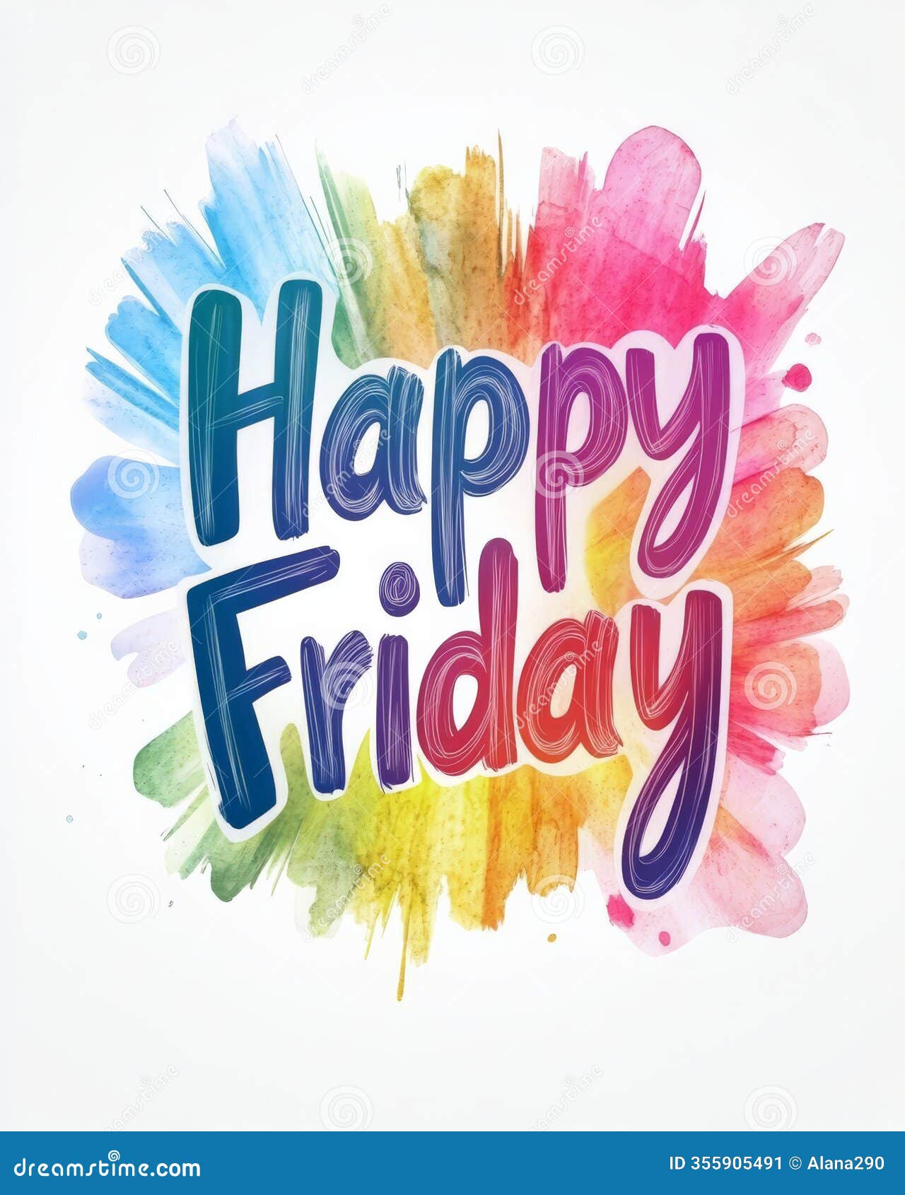 Happy Friday - Modern Calligraphy Watercolor Lettering Text Stock ...