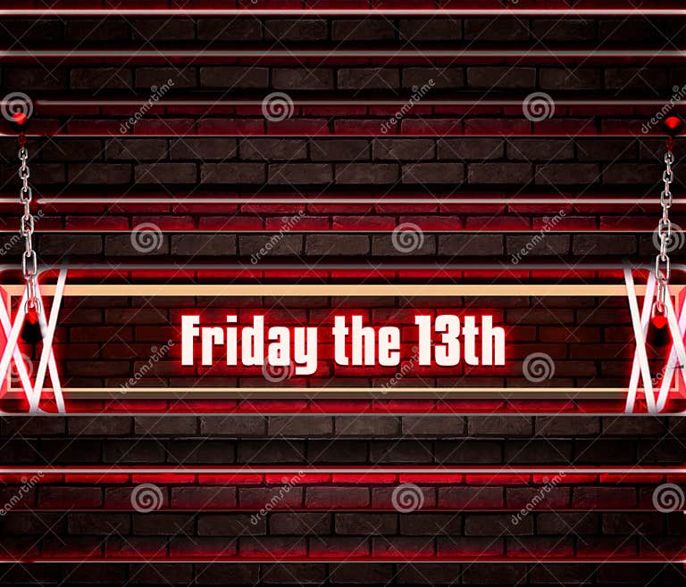 August, Friday the 13th, Neon Text Effect on Bricks Background Stock ...