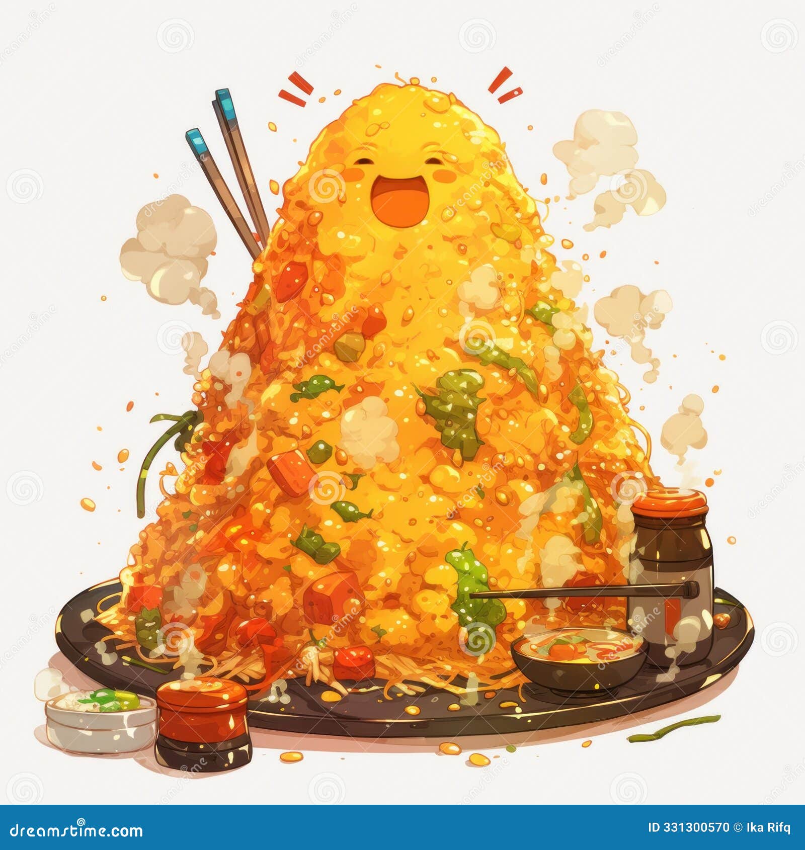 Happy Fried Rice Illustration Generated with Ai Stock Illustration ...