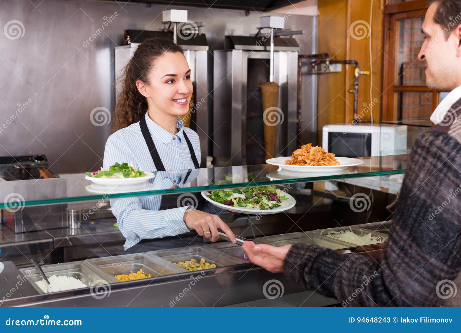 Happy Friendly Female Worker Serving Customer Stock Image - Image of ...