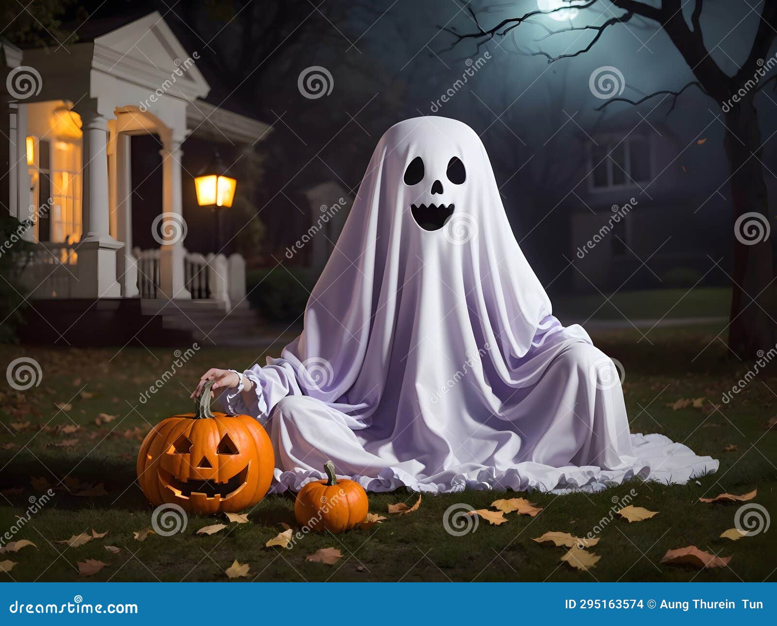 A Happy and Friendly Ghost at Halloween Stock Photo - Image of friendly ...