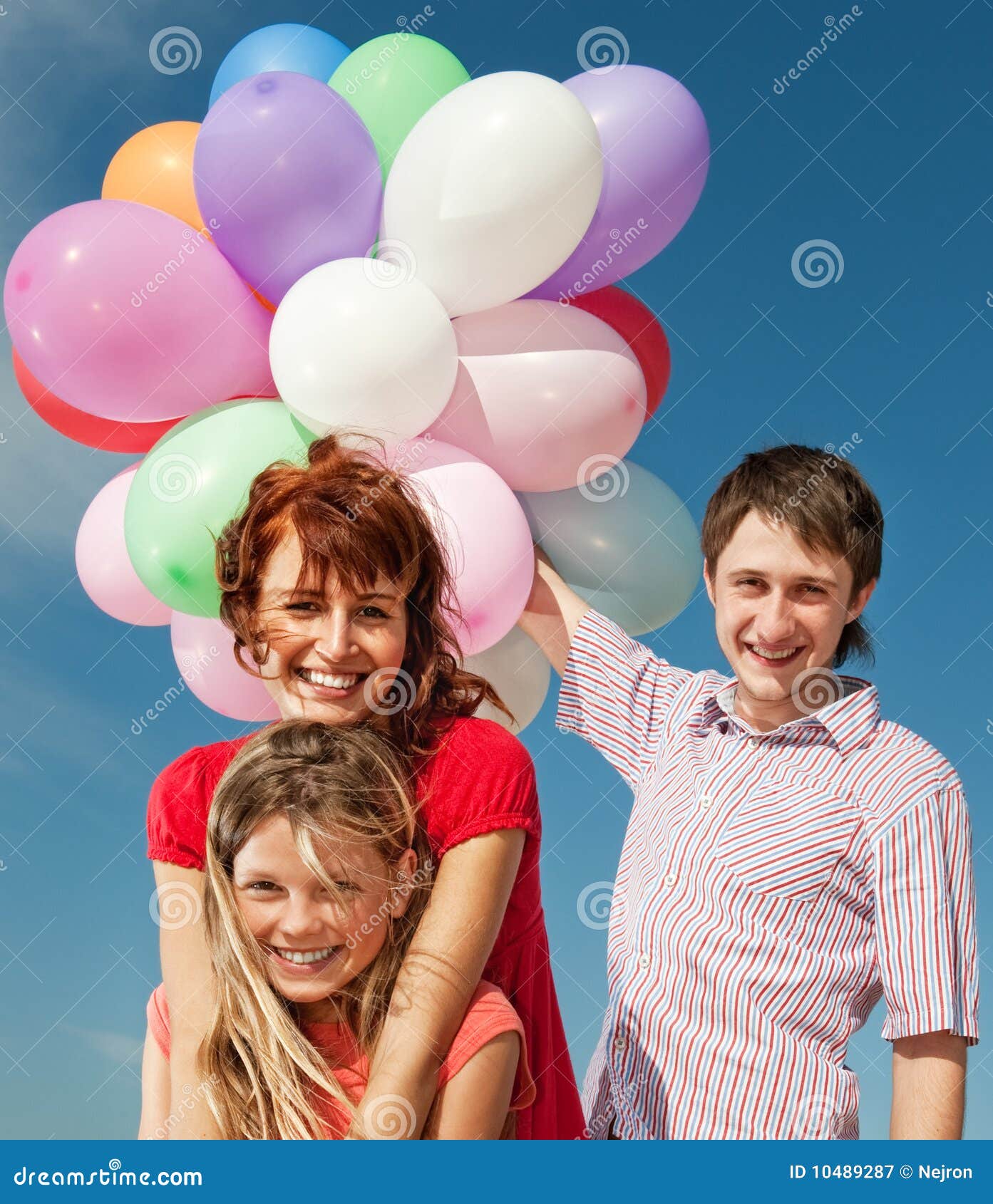 Happy friends stock image. Image of blue, balloons, freedom - 10489287