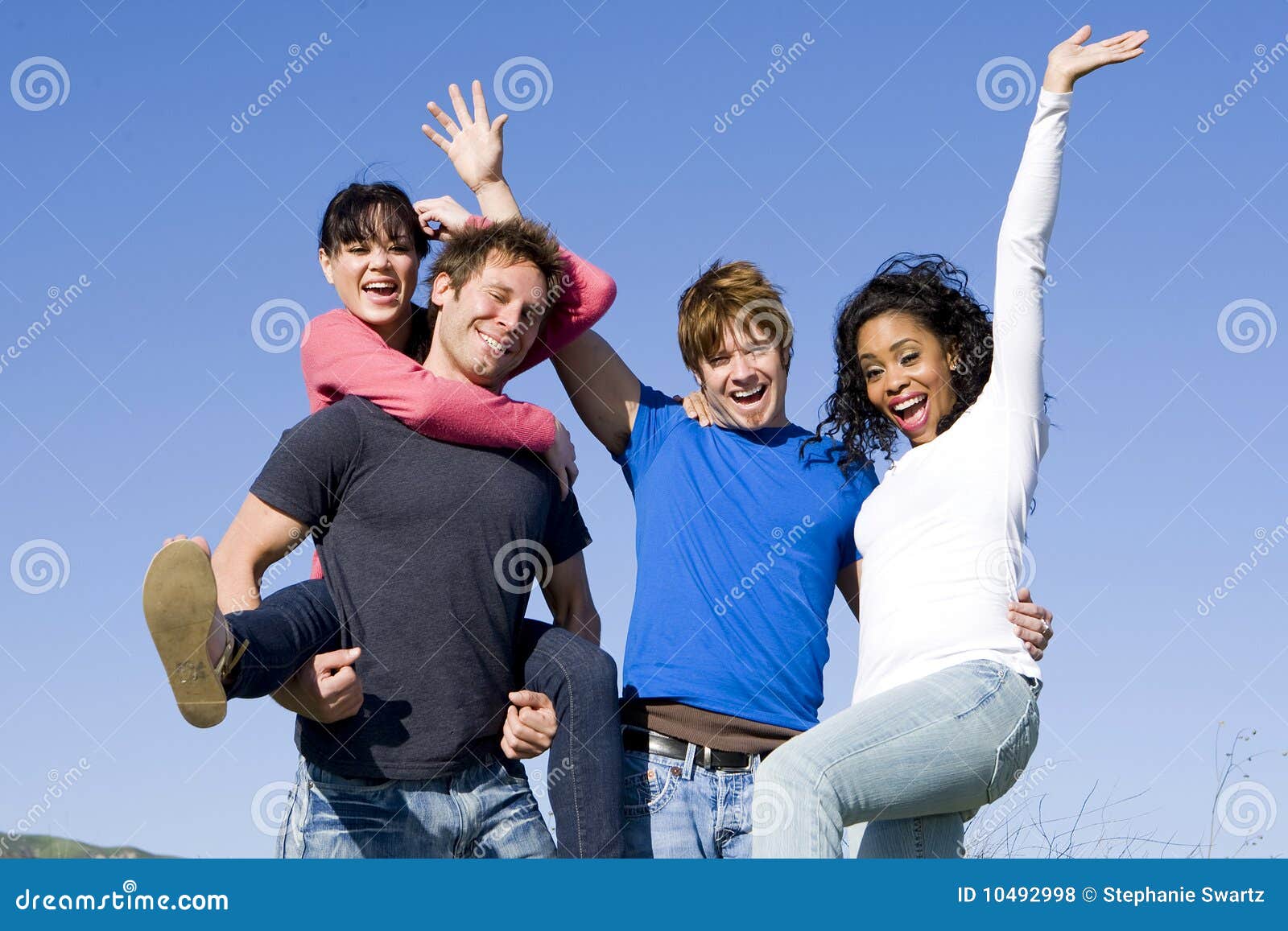 Happy friends stock photo. Image of grass, green, diversity - 10492998