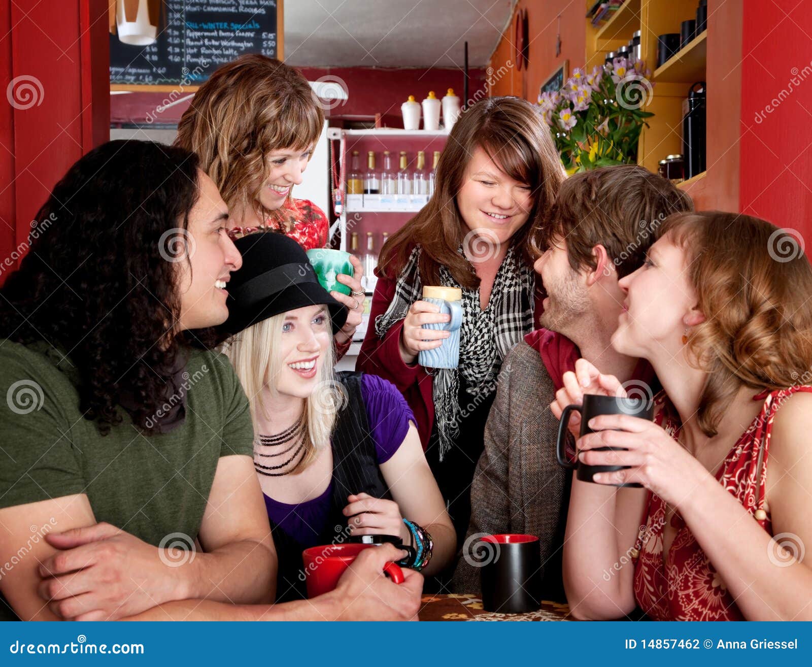 Happy friends stock photo. Image of cafe, conversation - 14857462