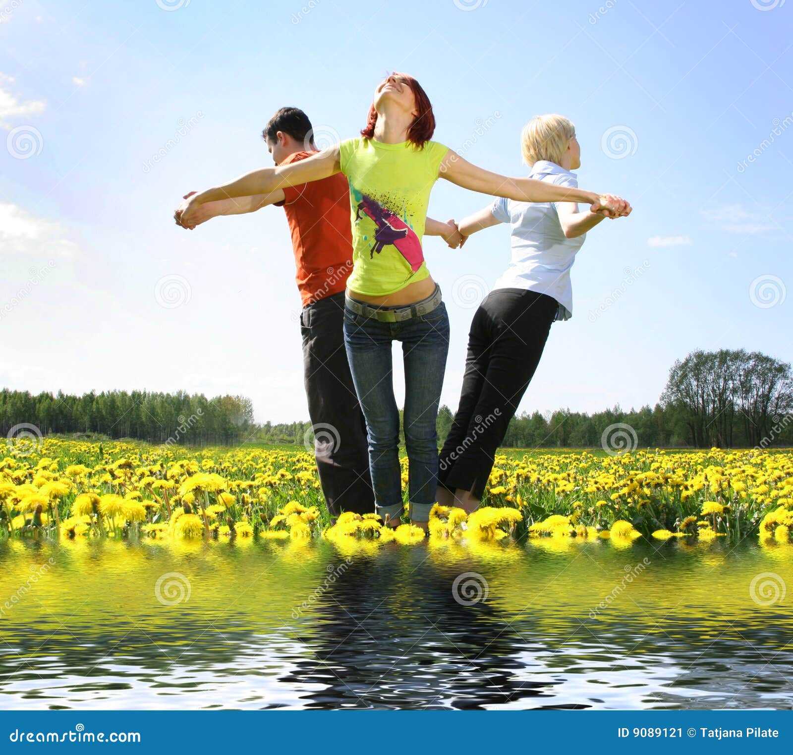 Happy friends stock image. Image of happiness, grass, cute - 9089121