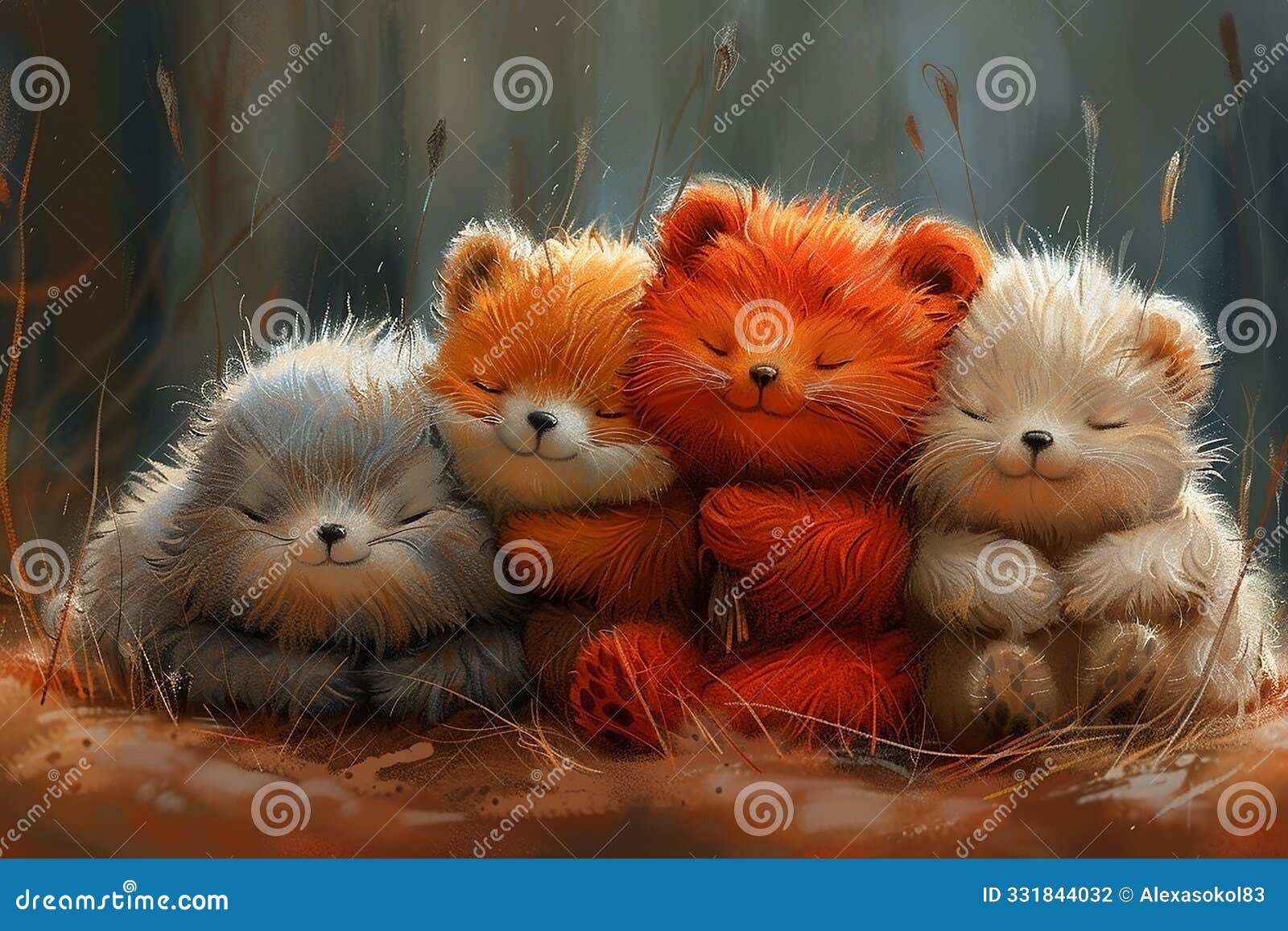 Happy Friends Cuddling Cute Critters Stock Photo - Image of gentle ...