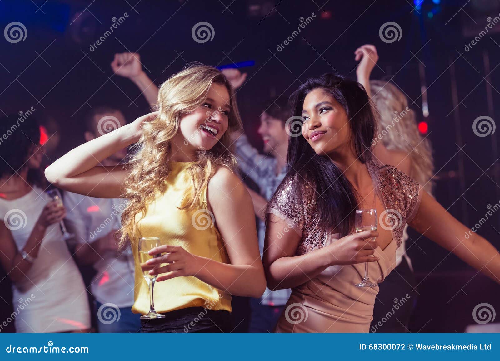 Happy friends dancing stock photo. Image of fashion, cocktail - 68300072