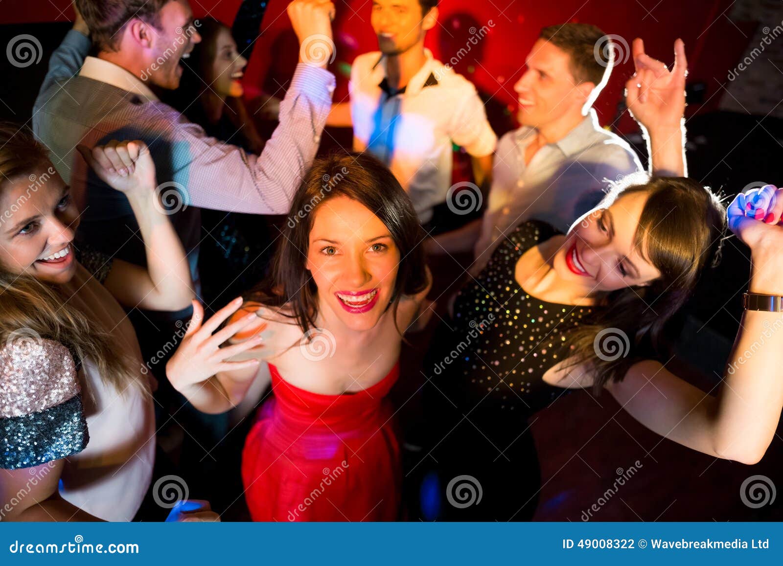 Happy Friends Dancing and Smiling Stock Photo - Image of indoors, party ...