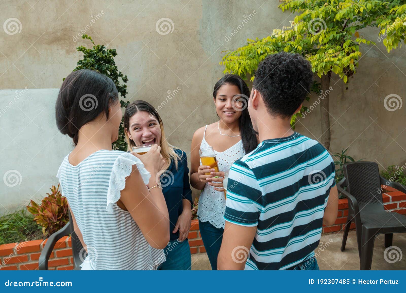 Happy Friends Drinking Together at Home Stock Image - Image of carefree ...