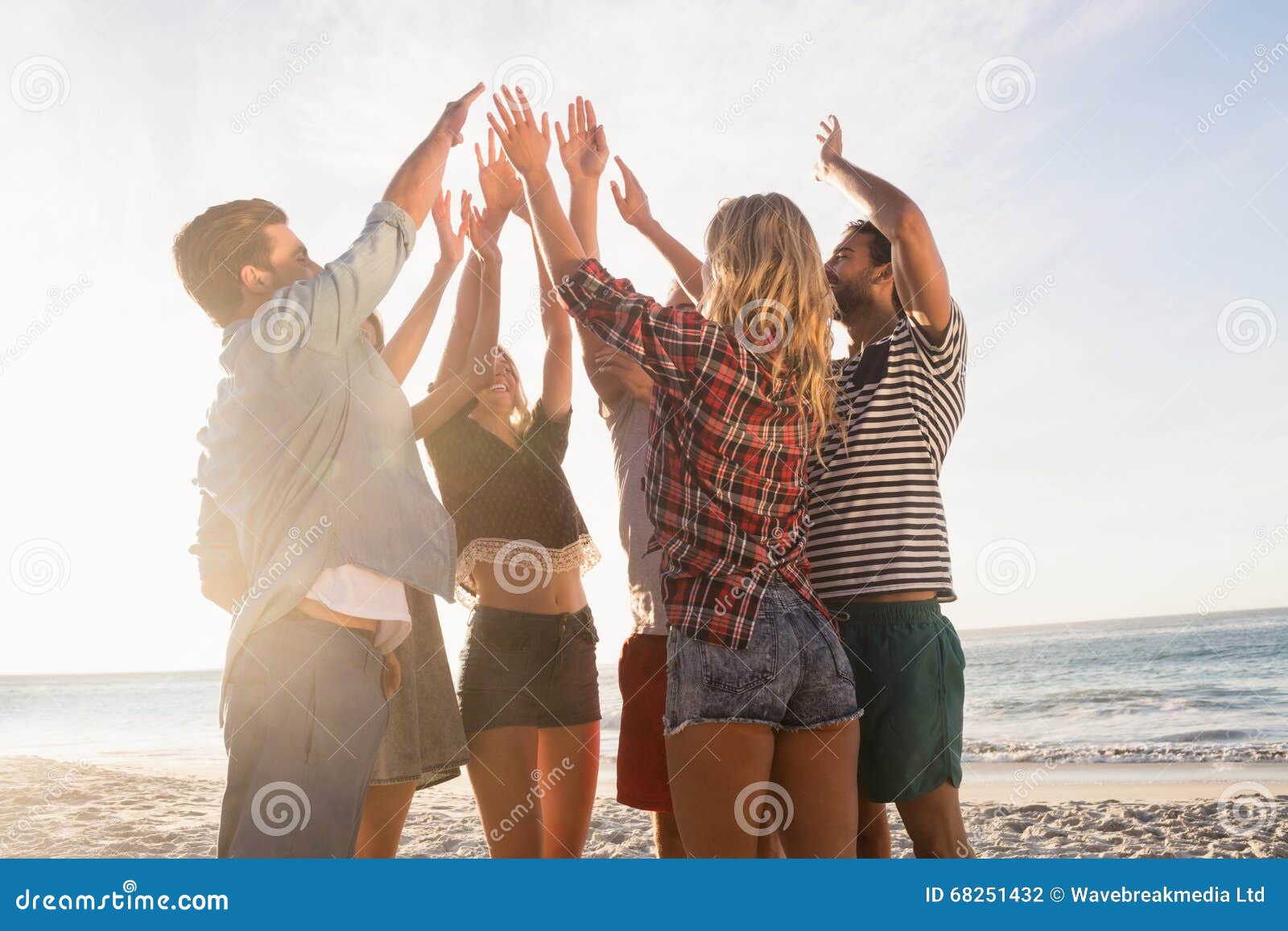 Happy Friends Giving High Five Stock Photo - Image of applauding ...