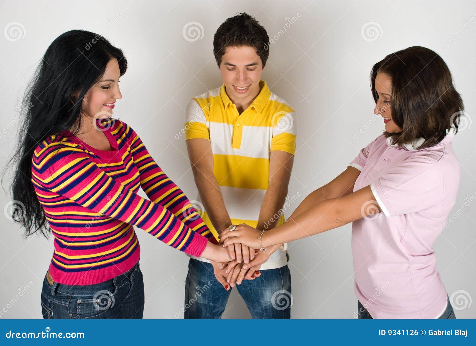 Happy Friends with Hands United Stock Photo - Image of community, hands ...