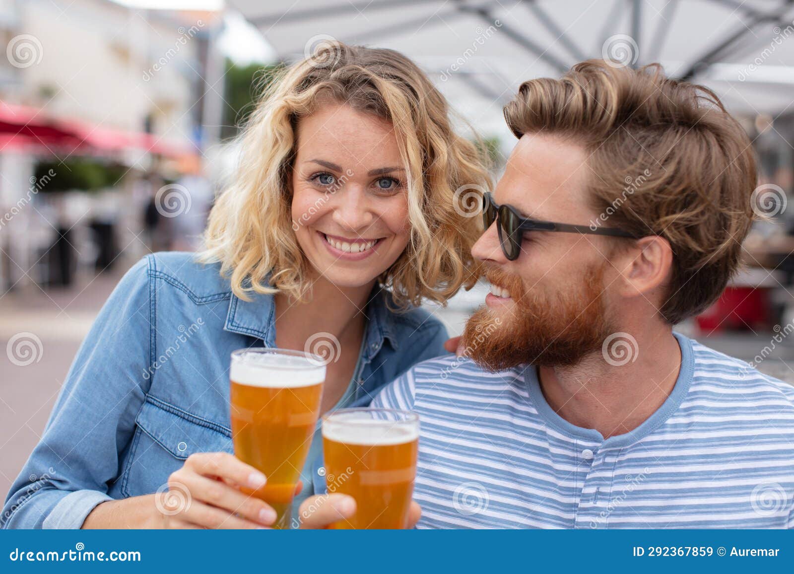 Happy Friends Having Beers on Sunny Day Stock Image - Image of beer ...