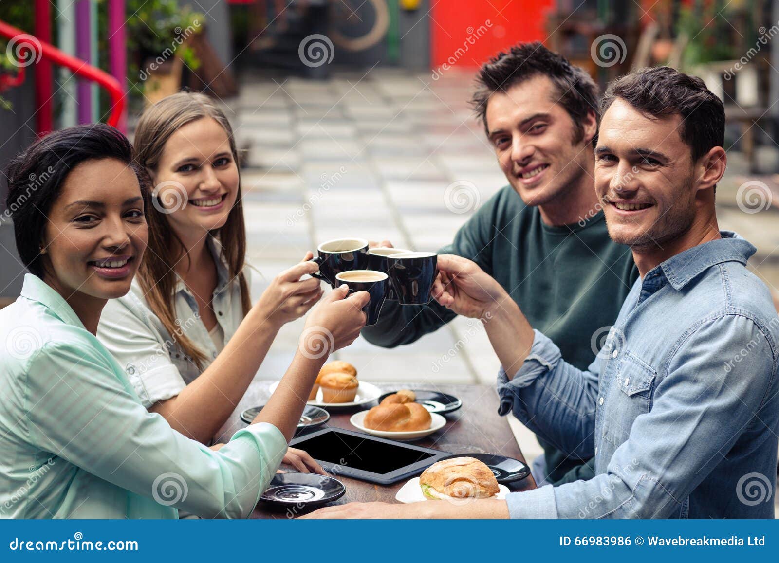 Happy Friends Having Coffee Together Stock Photo - Image of cafe ...
