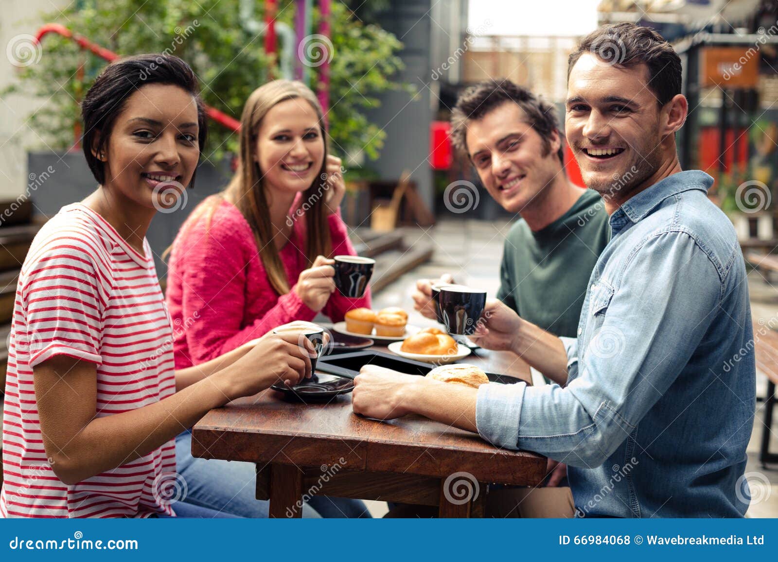 Happy Friends Having Coffee Together Stock Photo - Image of frivolity ...