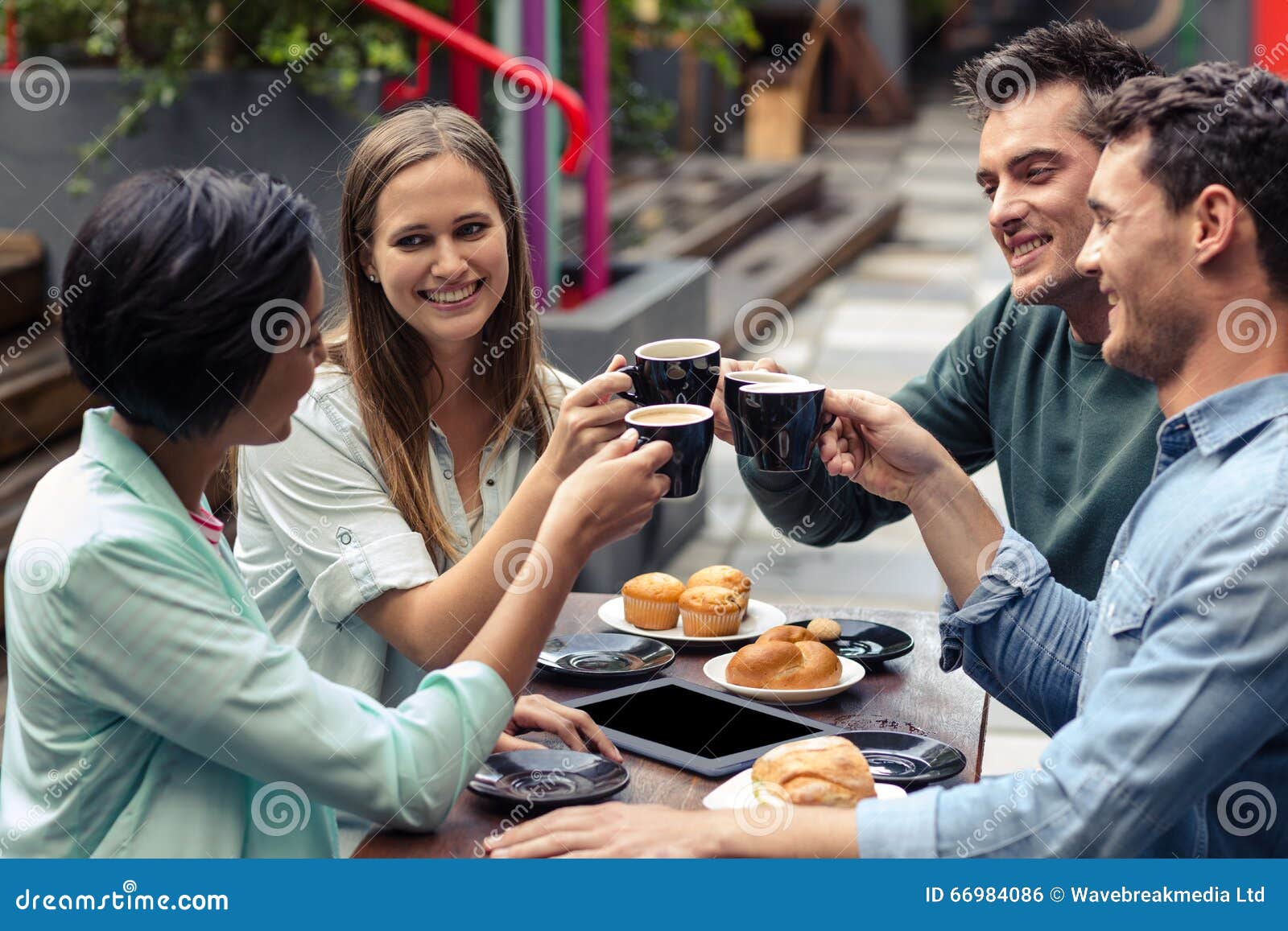 Happy Friends Having Coffee Together Stock Photo - Image of enjoying ...