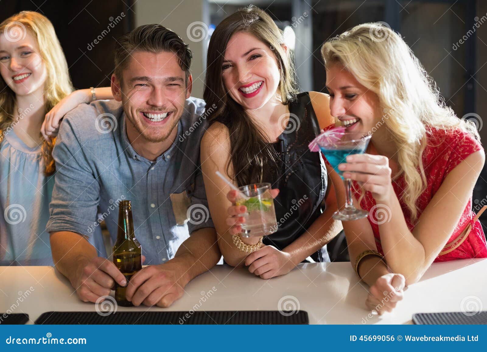 Happy Friends Having a Drink Together Stock Photo - Image of caucasian ...
