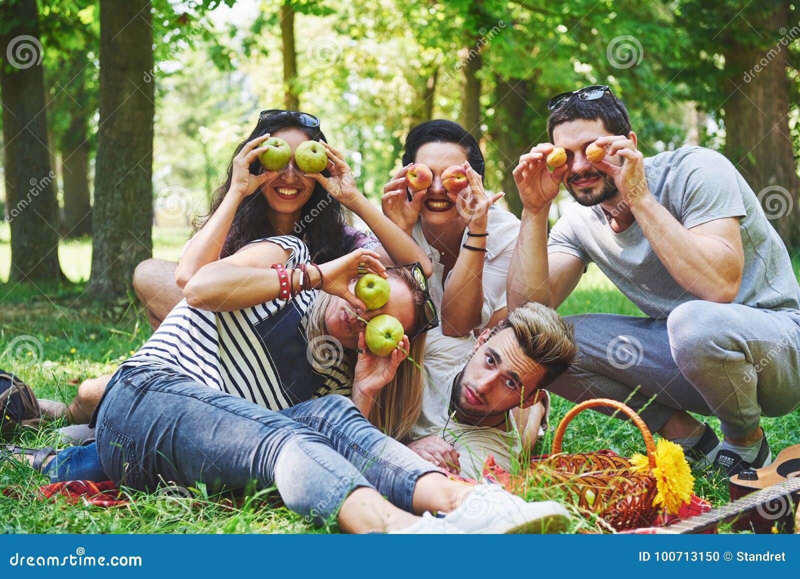 Happy Friends Having Fun Outside in Nature Stock Photo - Image of hair ...