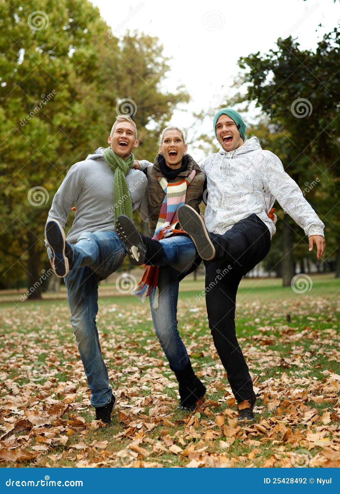 Happy Friends Having Fun in Park Laughing Stock Photo - Image of ...
