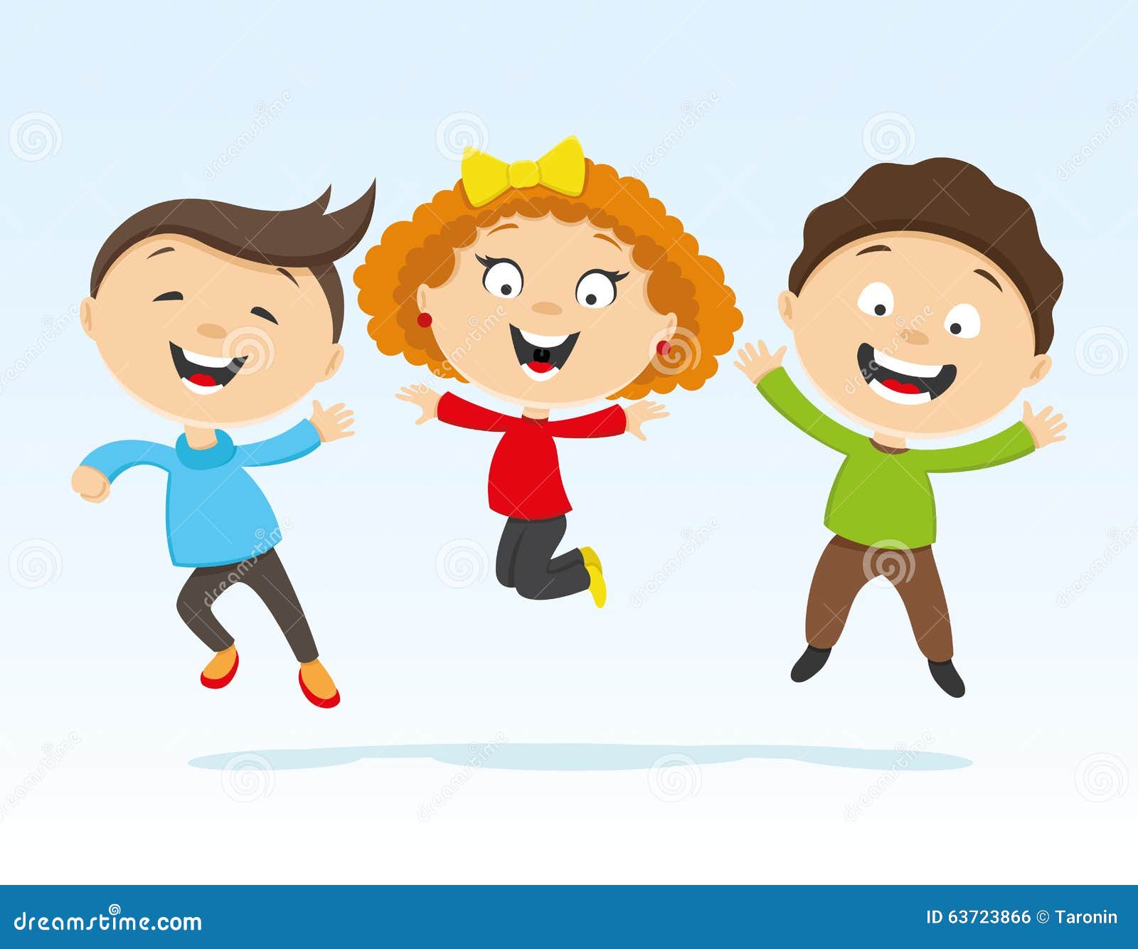 Happy friends in a jump. stock vector. Illustration of cheerful - 63723866