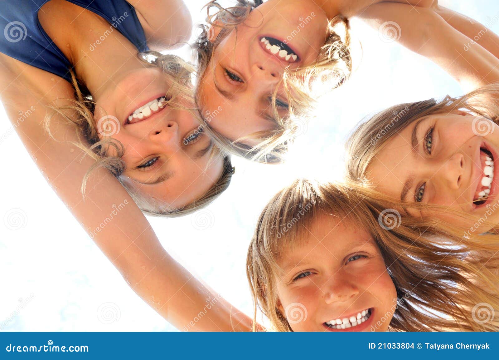 Happy Friends Making Circle Stock Photo - Image of childhood, beach ...